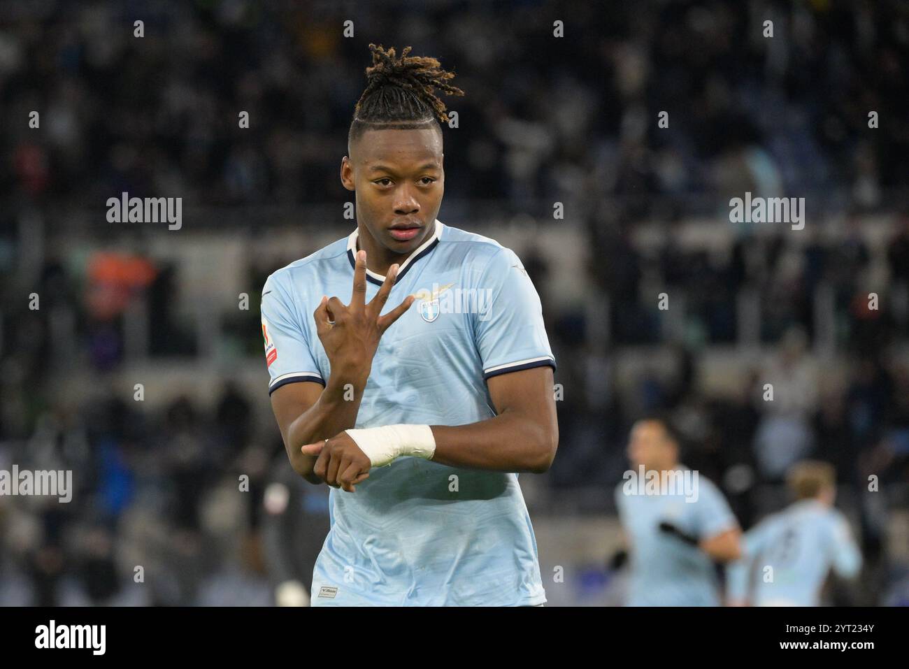 Lazioâ??s Tijjani Noslin celebrates after scoring the goal 3-1 during ...