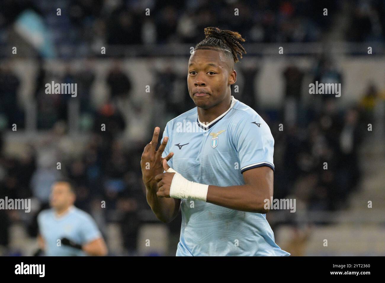Lazioâ??s Tijjani Noslin celebrates after scoring the goal 3-1 during ...