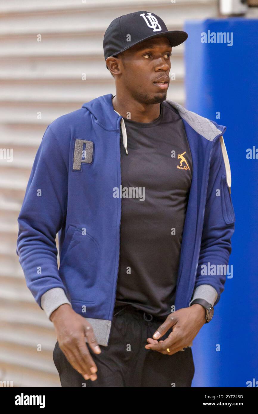 Olympic sprinting champion Usain Bolt attends a training session with ...