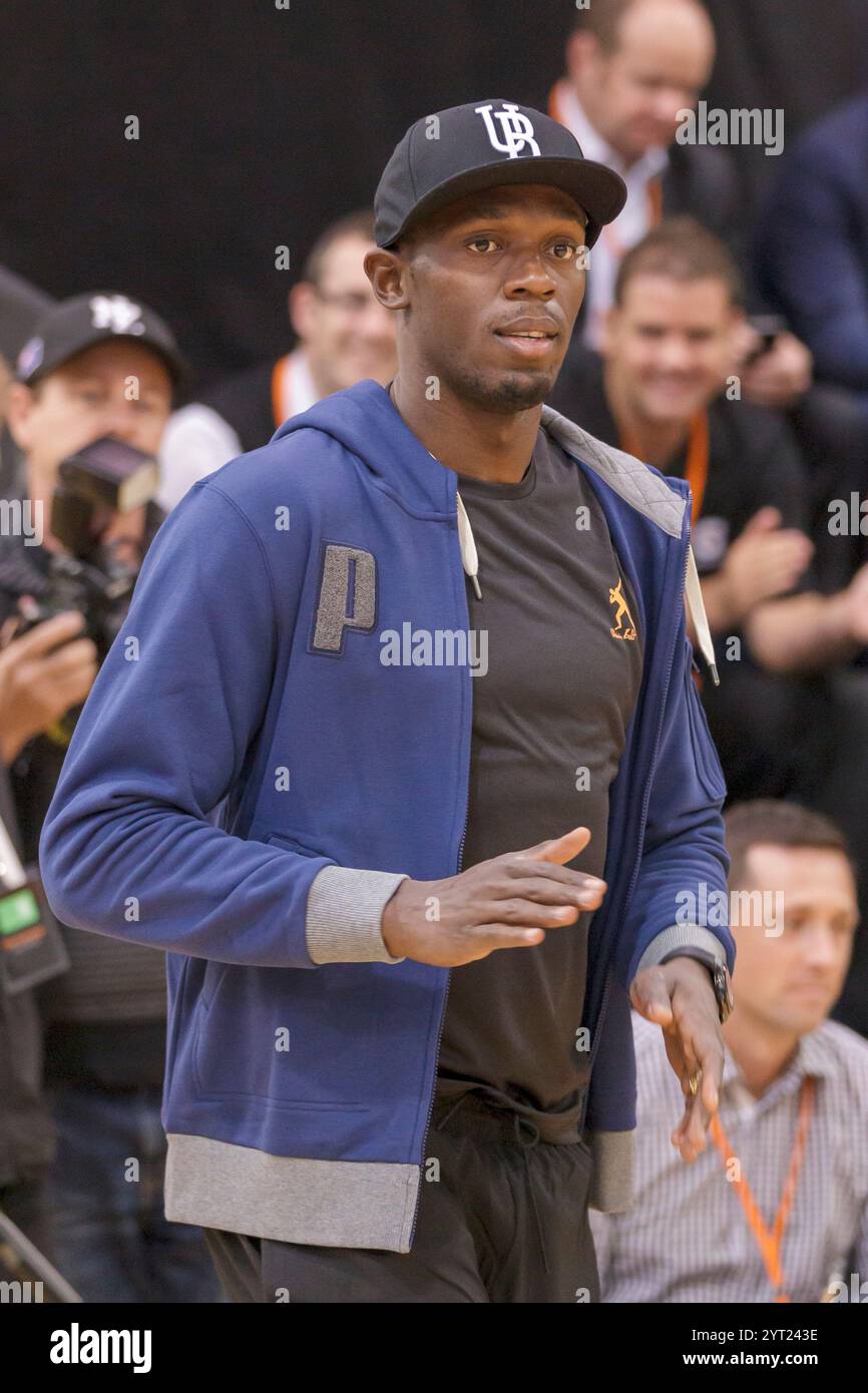 Olympic sprinting champion Usain Bolt attends a training session with ...