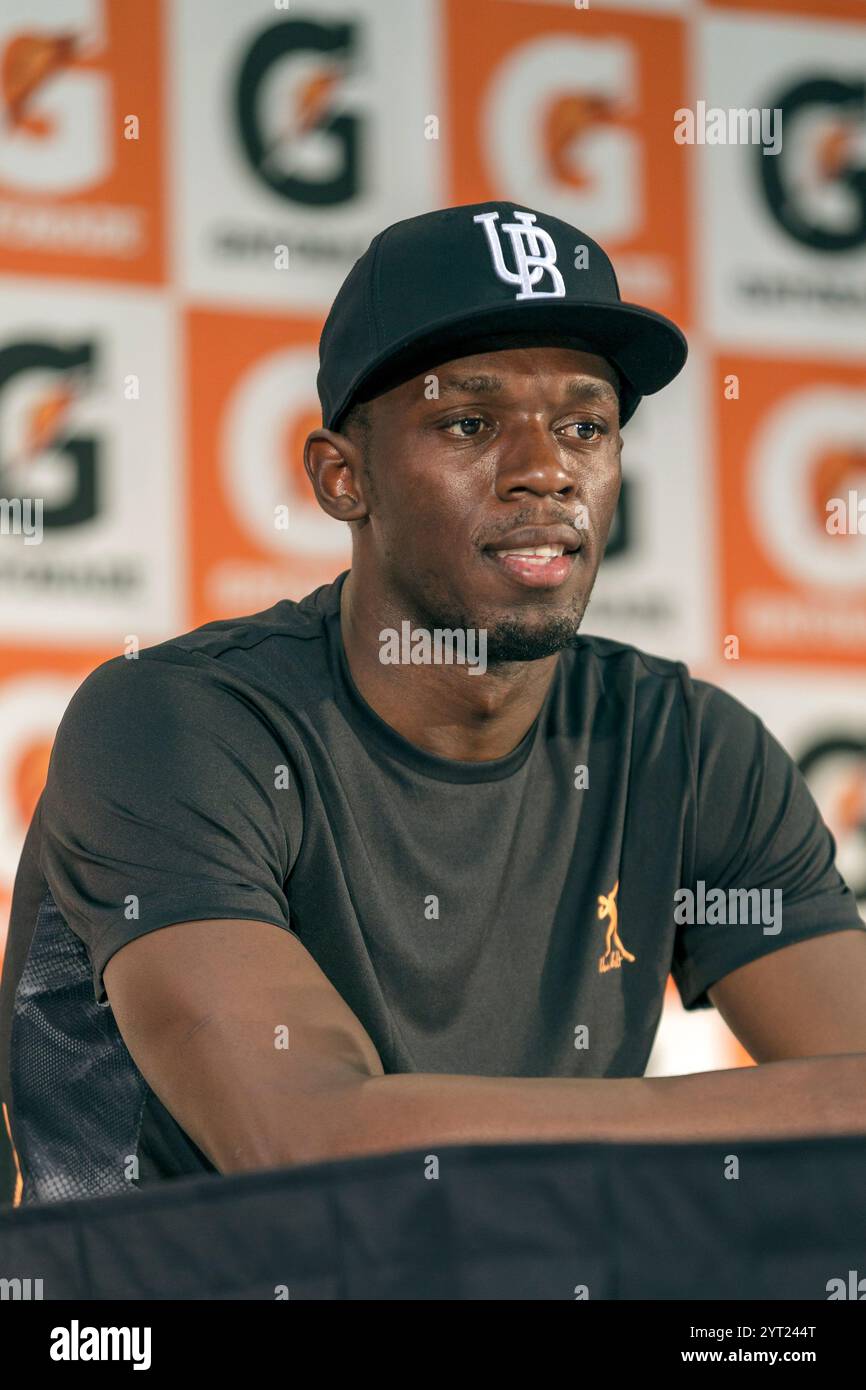 Olympic sprinting champion Usain Bolt attends a training session with ...