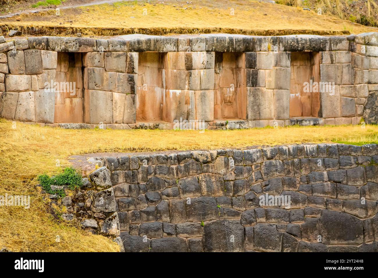 Peru historical sights in the Sacred Valley of Incas near Cusco. Peruvian history Inca empire ...