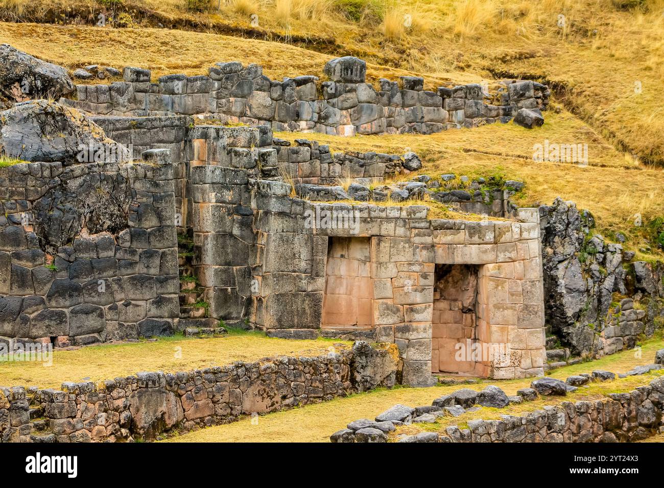 Peru historical sights in the Sacred Valley of Incas near Cusco. Peruvian history Inca empire ...