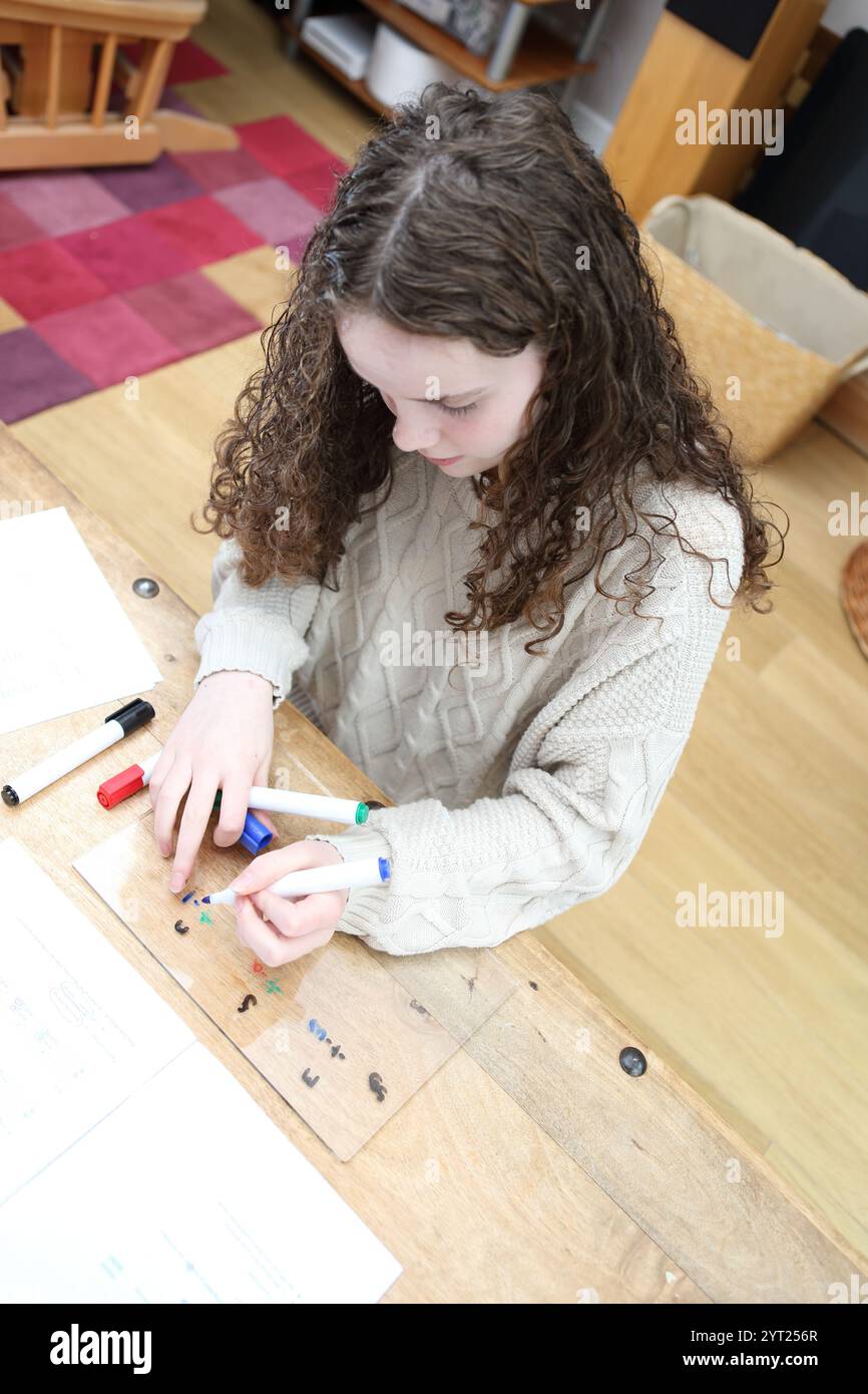 Teenage girl revising Latin on a whiteboard revision learning student ...