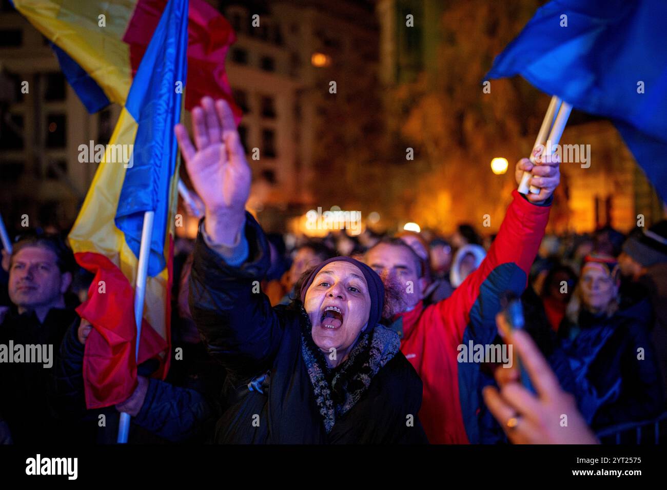 People shout slogans during a pro-European rally ahead of the country's ...