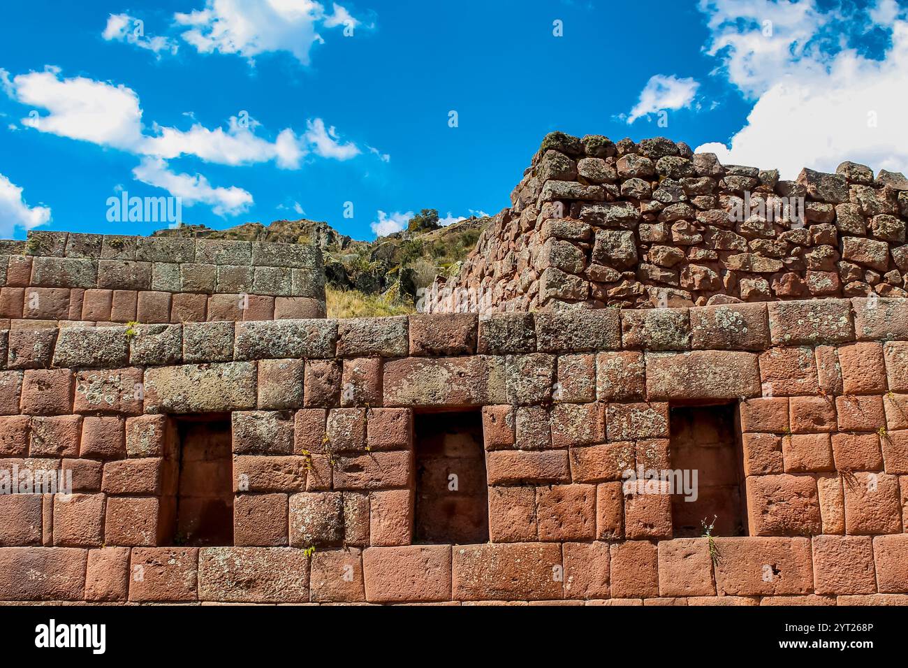 Peru historical sights in the Sacred Valley of Incas near Cusco. Peruvian history Inca empire ...