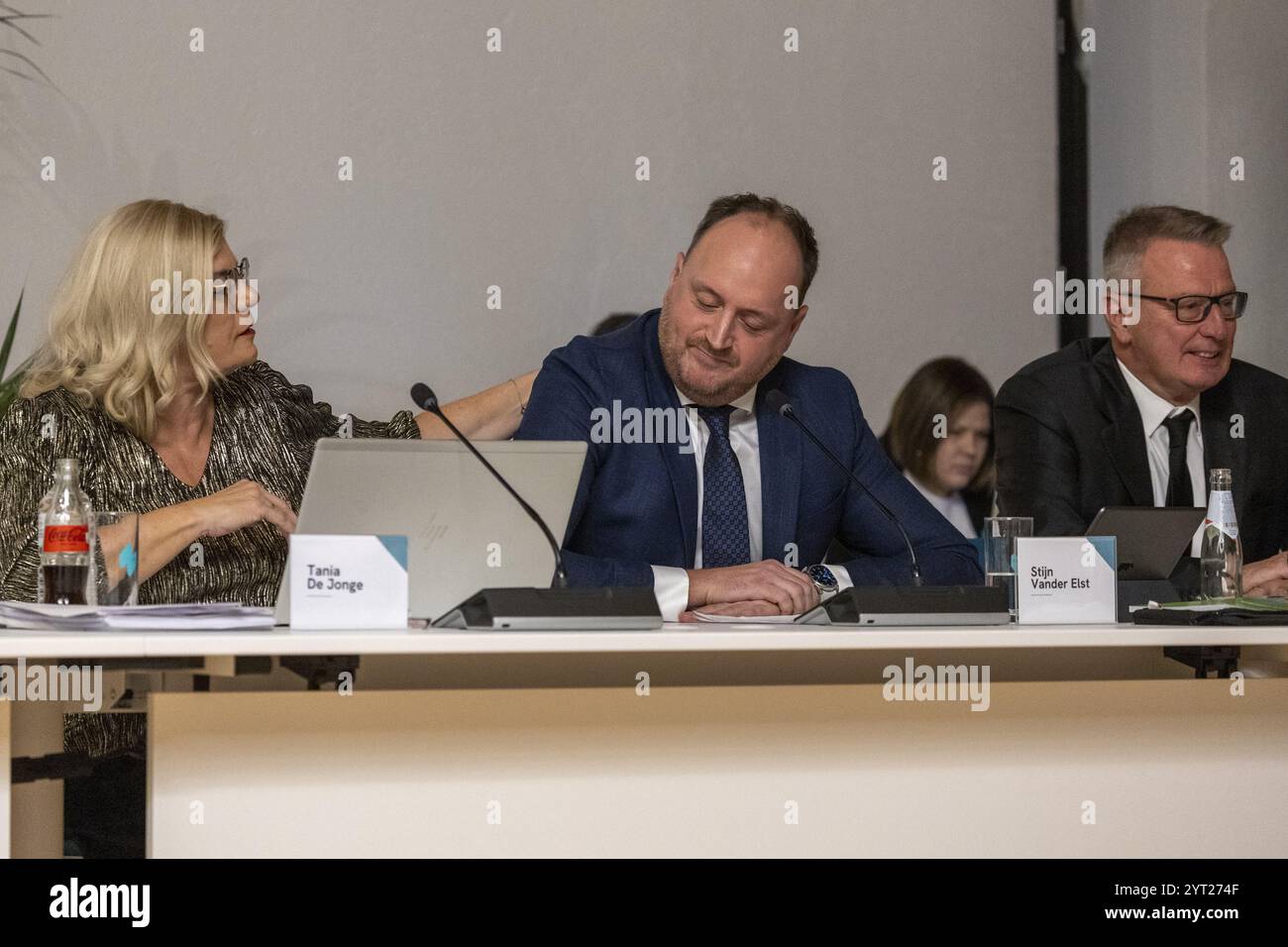 Ninove, Belgium. 05th Dec, 2024. Tania De Jonge, Stijn Vander Elst and ...