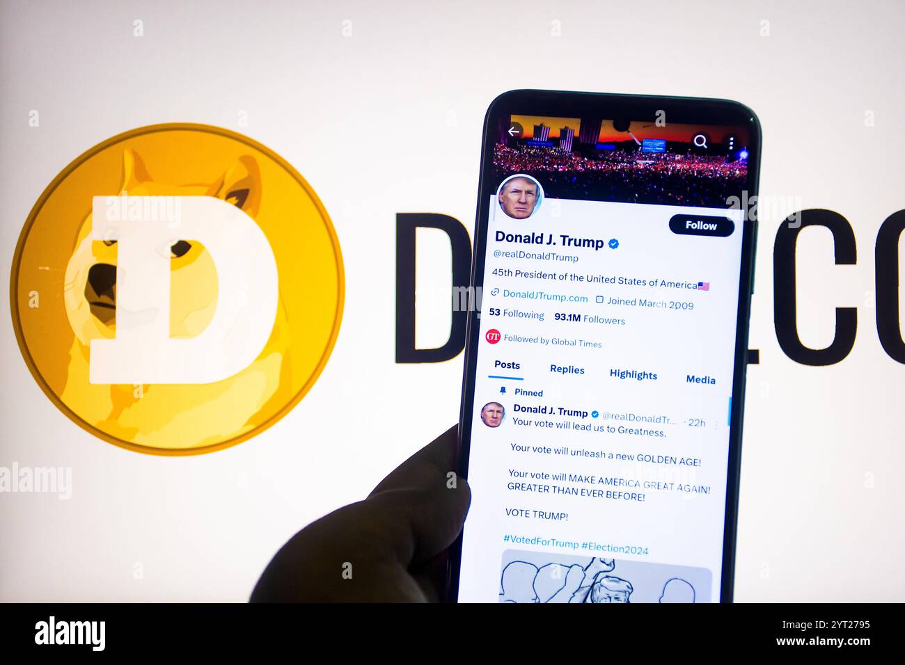 In this photo illustration, a X page of Donald J. Trump is seen ...