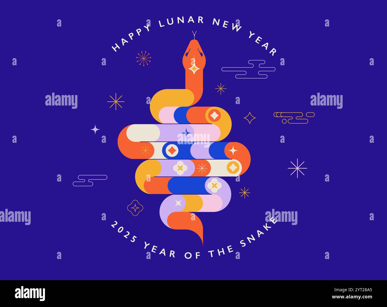 Chinese new year 2025 year of the Snake. Red Snake illustrations ...