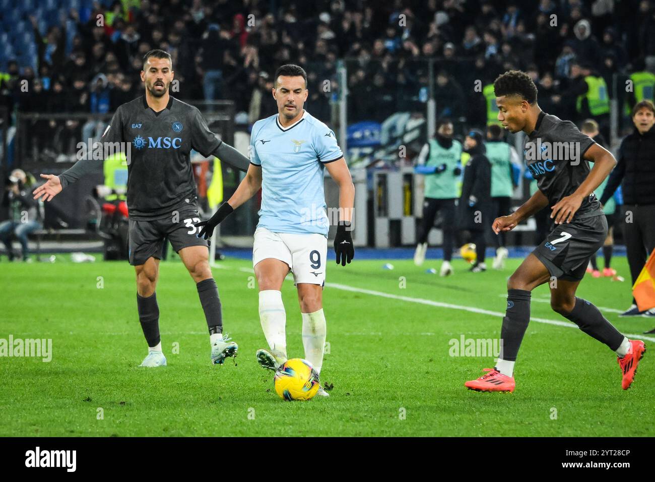 Rome, Italy. 5th December, 2024. Leonardo SPINAZZOLA of Napoli, Pedro ...
