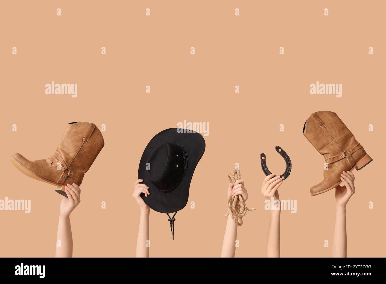 Female hands cowboy accessories hi-res stock photography and images - Alamy