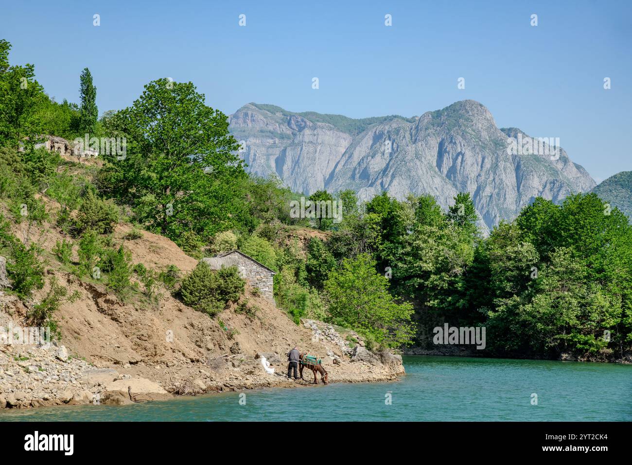 landscape and Drin river, Albania Stock Photo - Alamy