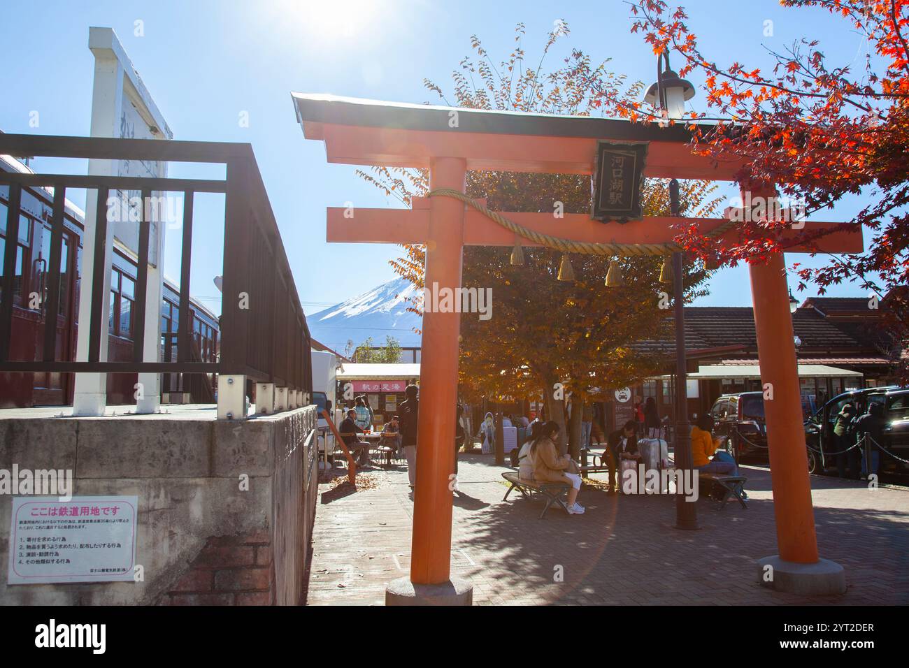 Torii gate located in front of the Fujikawaguchiko Tourist Information ...
