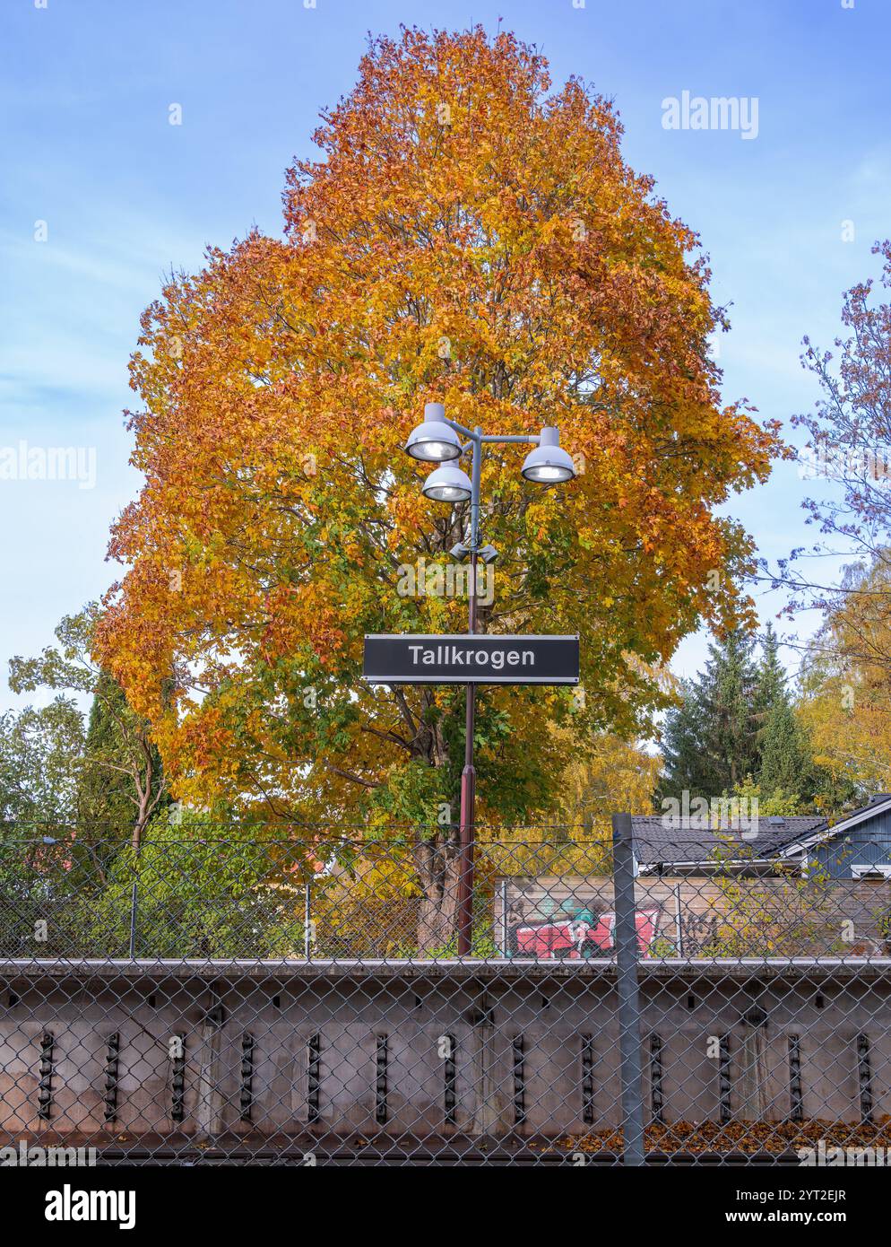Stockholm, Sweden - 18 October 2024: The sign for train station ...