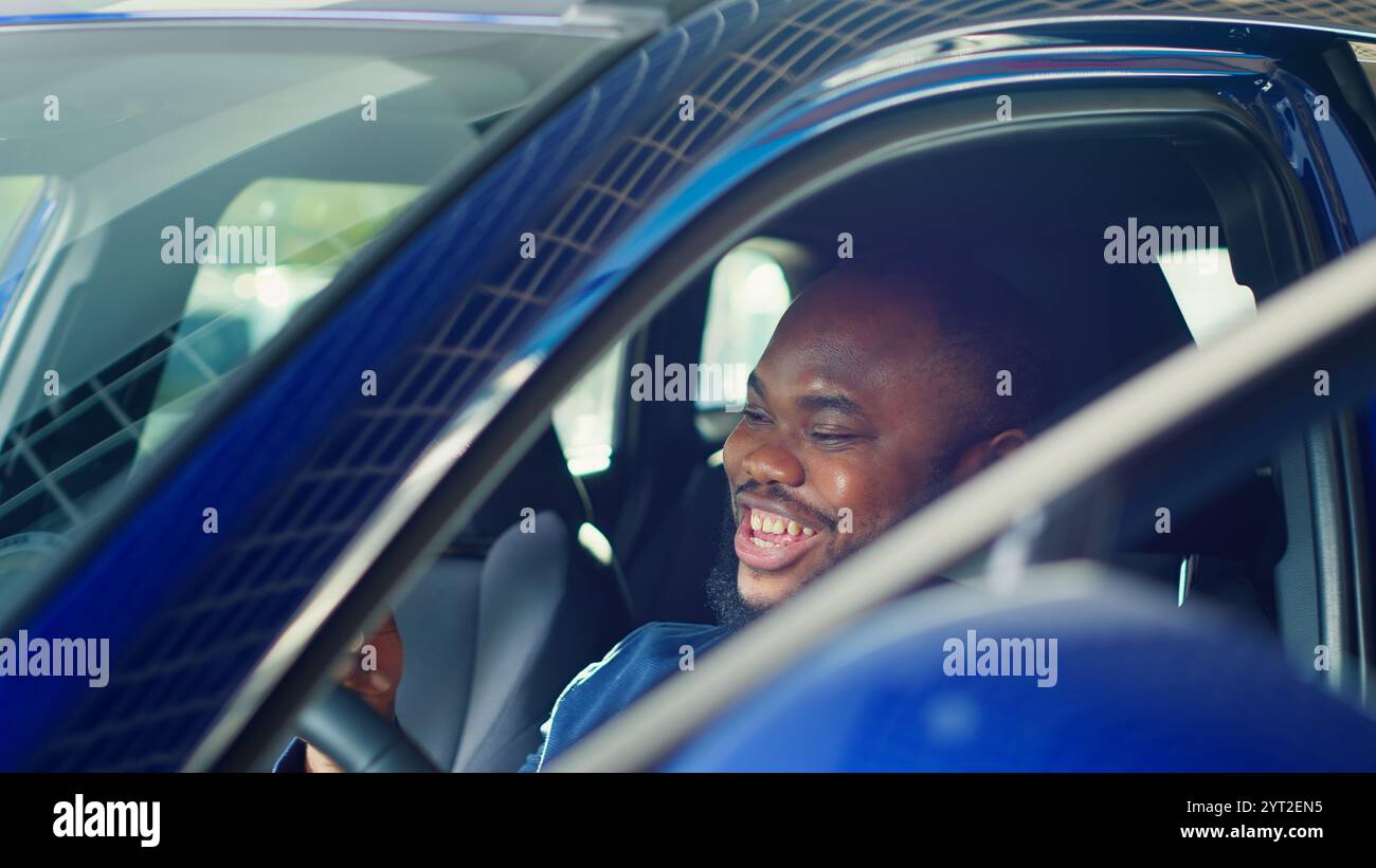 Happy client deciding to buy car after finishing test drive and ...