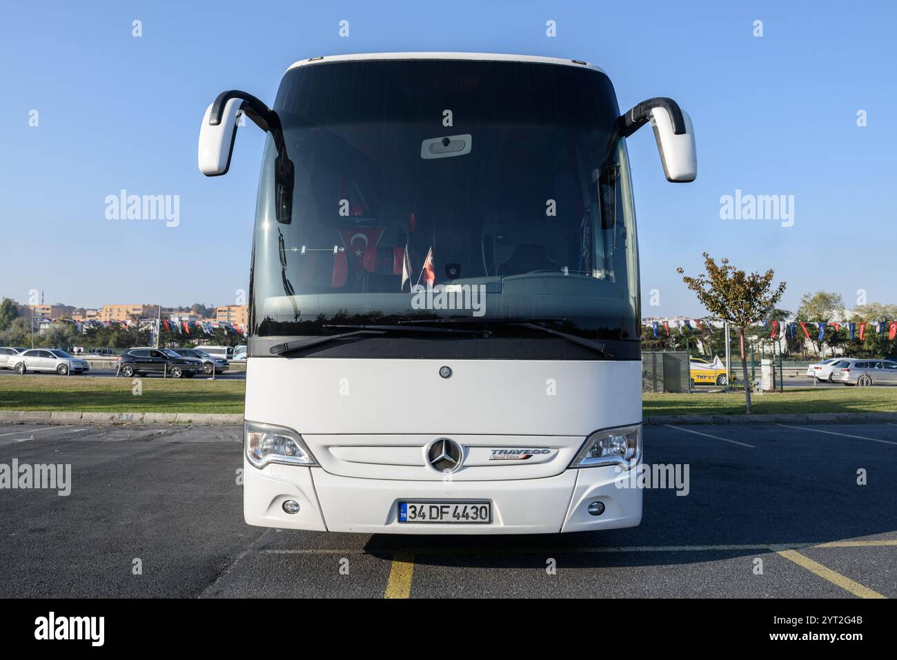 ISTANBUL, TURKEY - NOVEMBER 5, 2023: Zero emission coach bus Mercedes ...