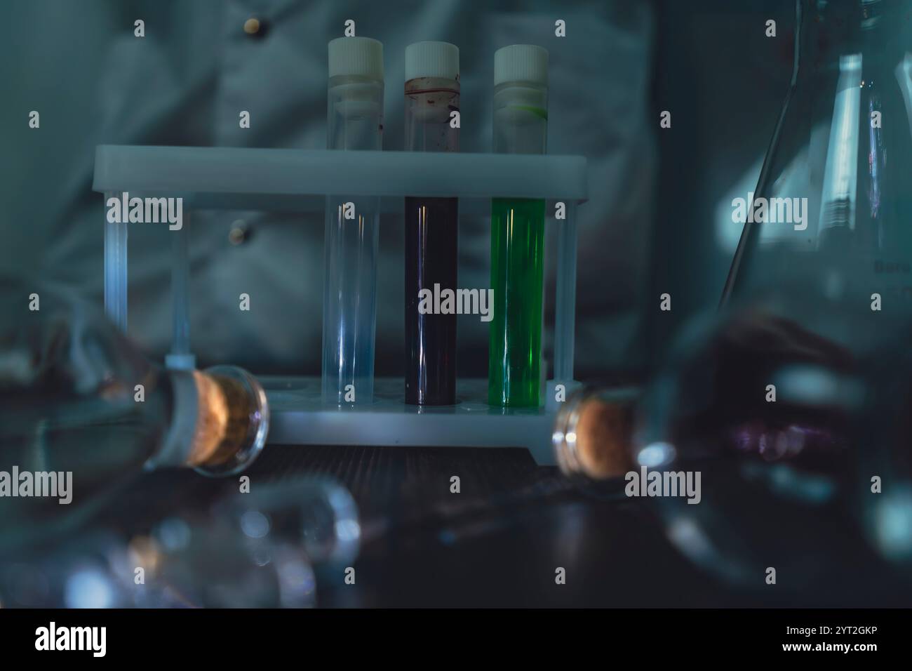 Scientist conducts colorful liquid experiment hi-res stock photography ...