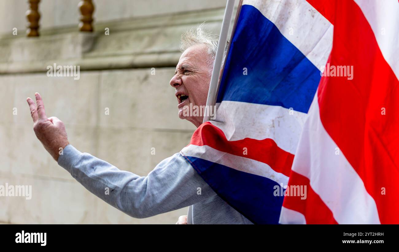 Angry man unhappy with the National Rejoin March in London Stock Photo ...