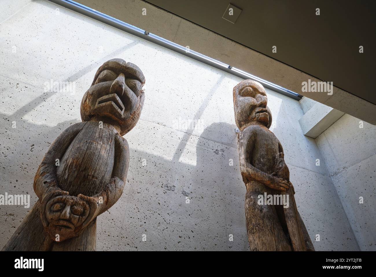 two large, looming, wood carved First Nations figures. At Museum of ...