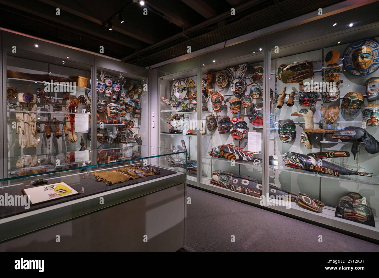 Various First Nations, Northwest Coast objects on display, including ...