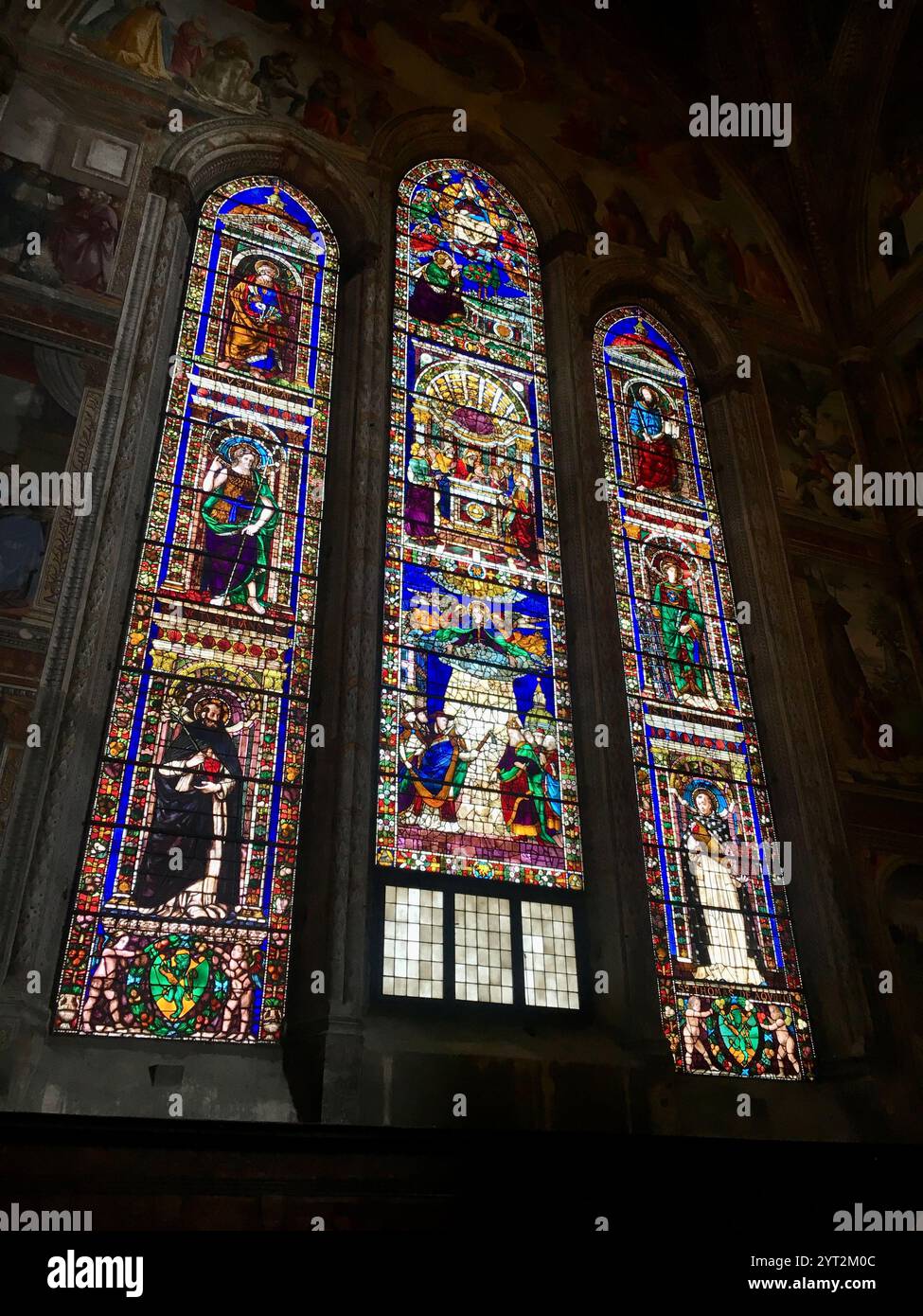 Florence, Italy - September 3 2018: Vibrant Stained Glass Windows ...