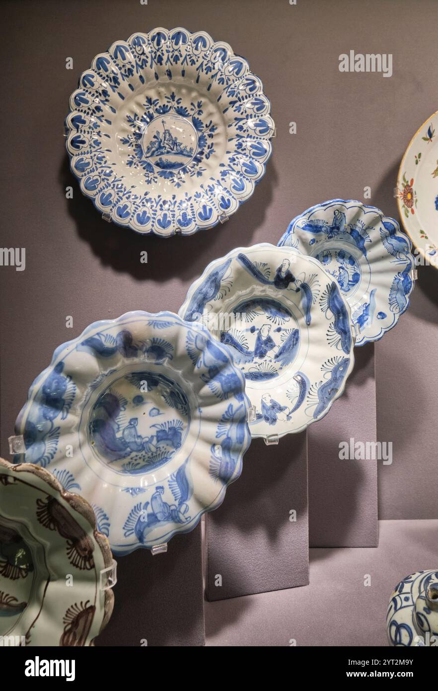 Example of blue and white plate work. Delftware pottery in the Koerner ...