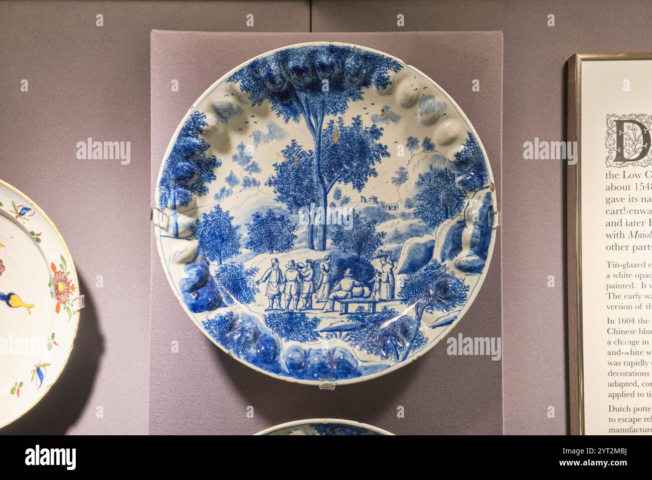 Example of blue and white plate work. Delftware pottery in the Koerner ...