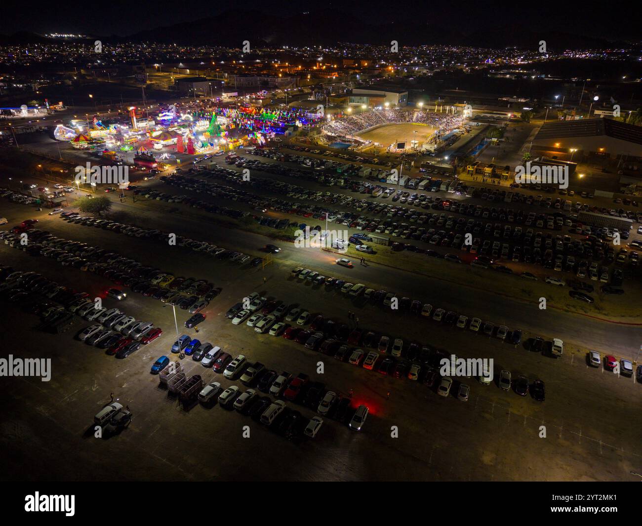 Cars in parking lot and rodel arena at the Sonora State Rodeo Arena at ...