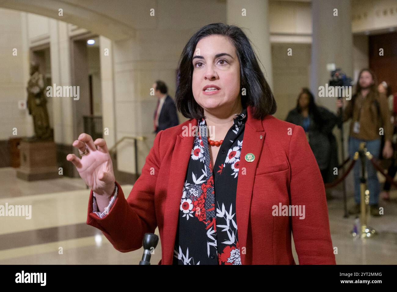 Rep. Nicole Malliotakis, R-N.Y., talks to reporters following a meeting ...