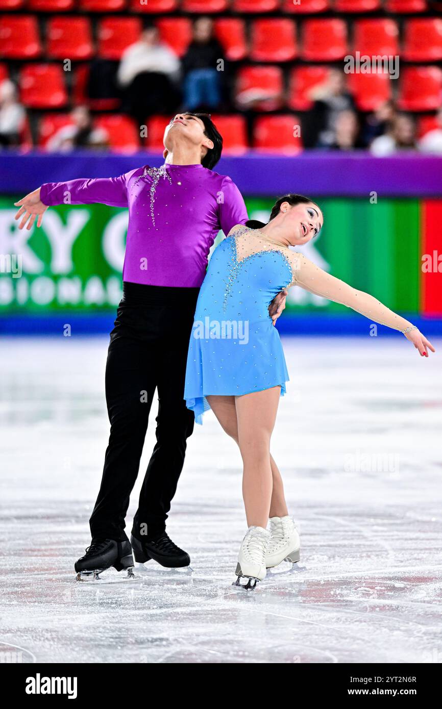 Olivia FLORES & Luke WANG (USA), during Junior Pairs Short Program, at ...