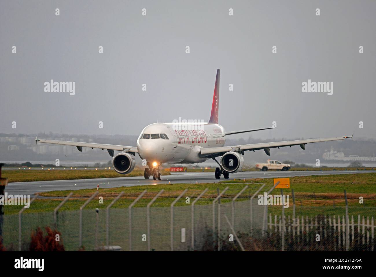 TITAN AIRWAYS AIRBUS A321, G-POWU, taxiing out to runway 27 at ...
