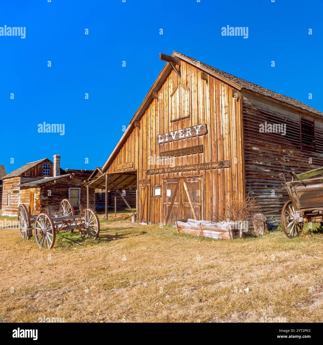 livery stable at nevada city ghost town, montana Stock Photo - Alamy