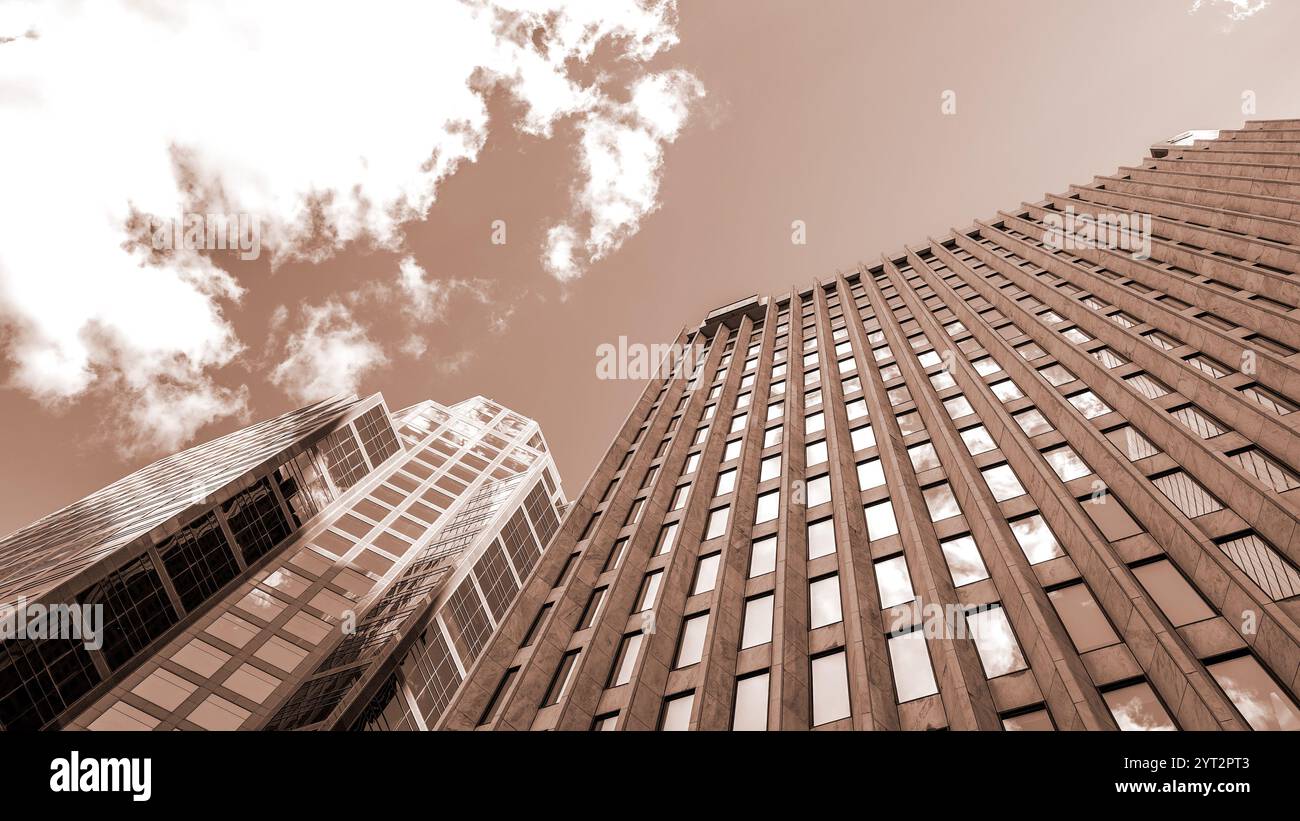 Impressive modern skyscrapers reaching for the sky in a major citys ...