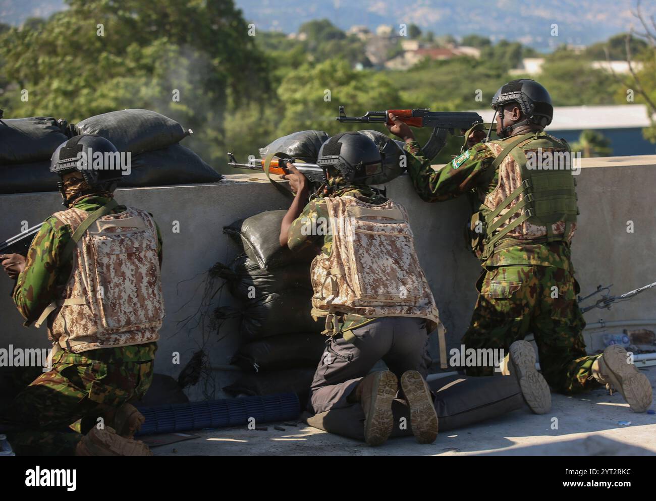 Kenyan police officers, part of a UN-backed multinational force ...