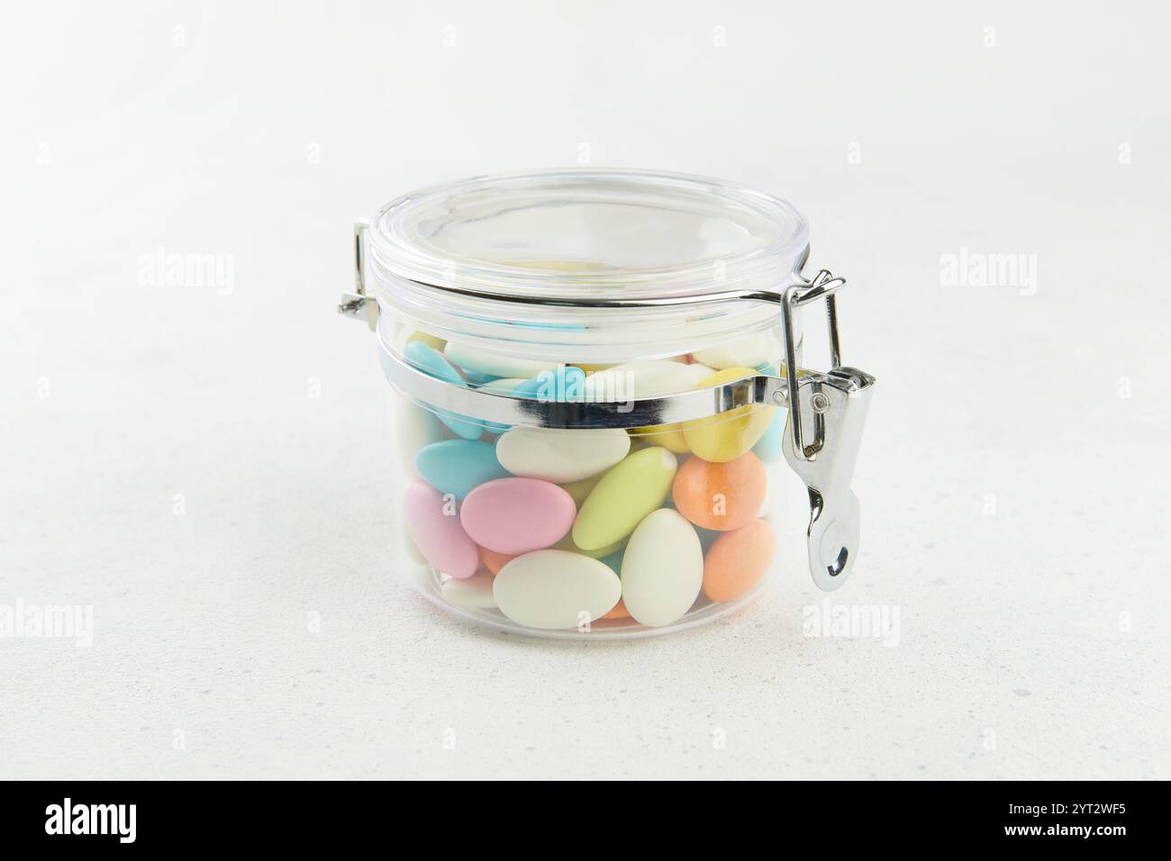 Traditional Easter Portuguese candies. Colorful Sweets in a jar on grey ...