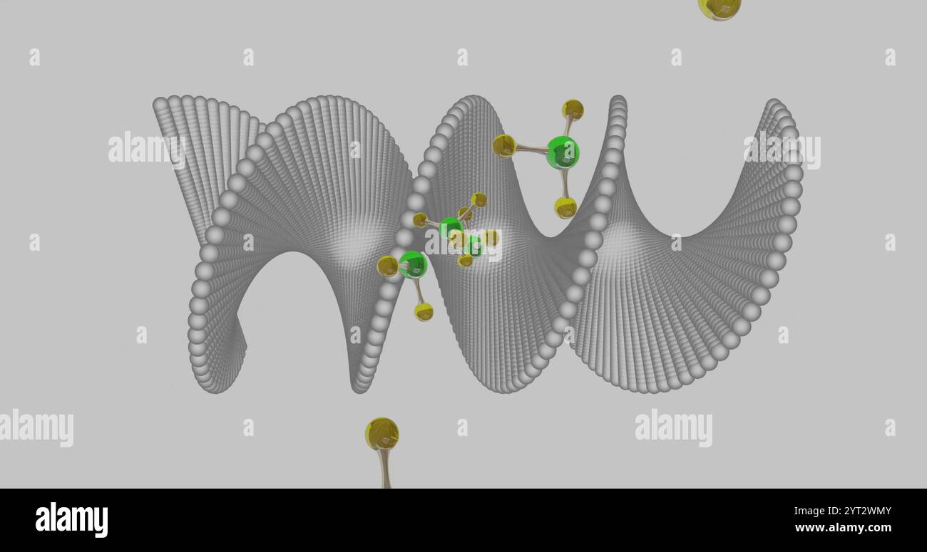 Image of molecules moving over dna strand spinning Stock Photo - Alamy