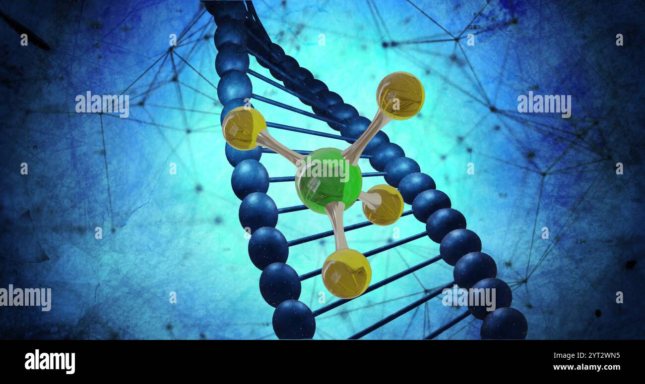 Image of molecule moving over dna strand spinning Stock Photo - Alamy