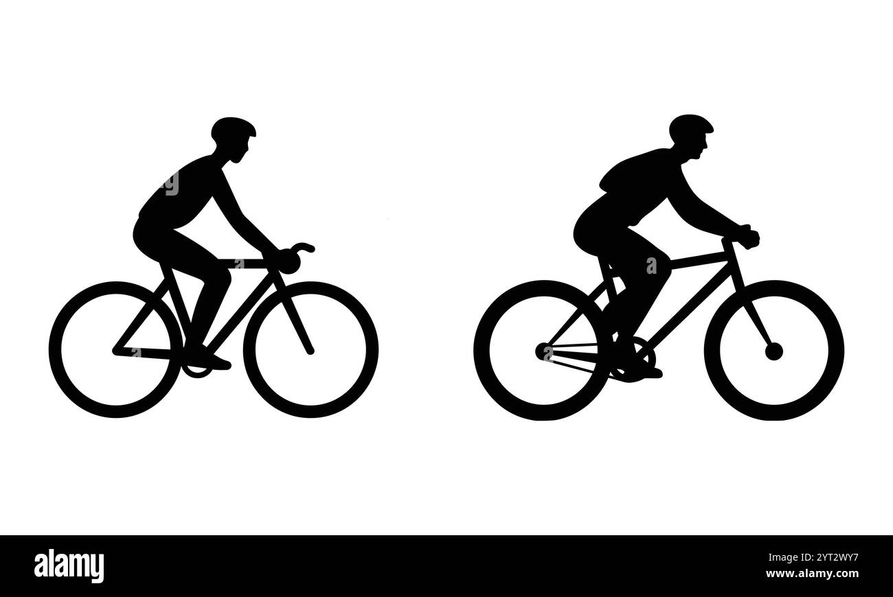 Person riding a bicycle icon vector silhouette isolated on white ...