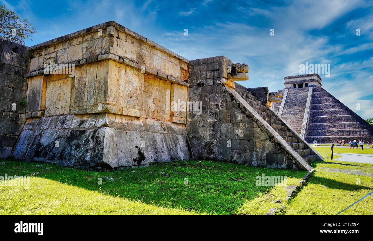 View of the Platform of Venus with the Pyramid Temple of Kukulcan or El ...