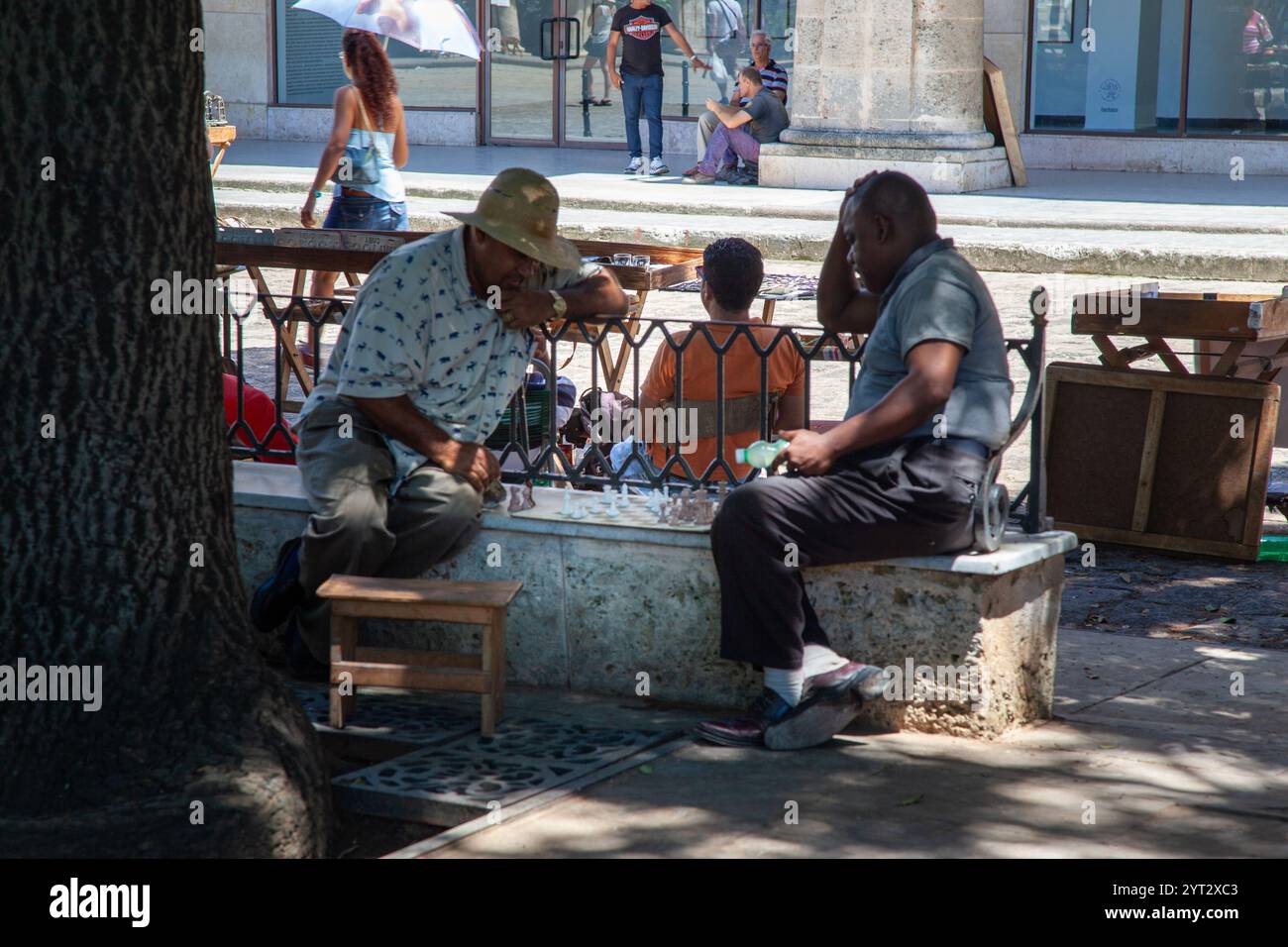 Two men playing chess at Plaza de Armas in Habana Vieja, Havana, Cuba ...