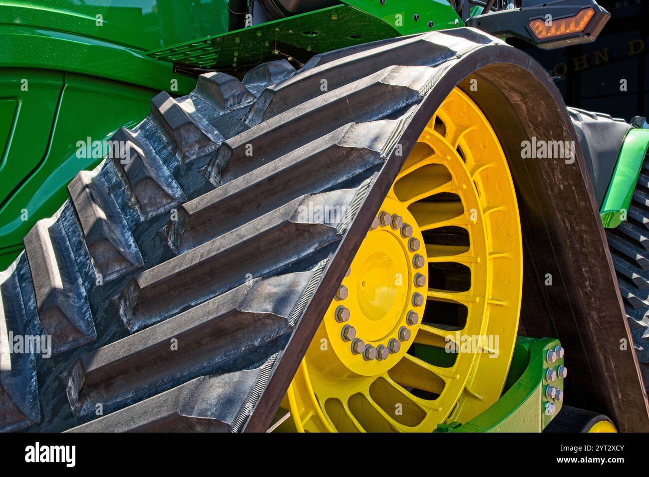 Close up of rubber track on large John Deere tractor Stock Photo - Alamy