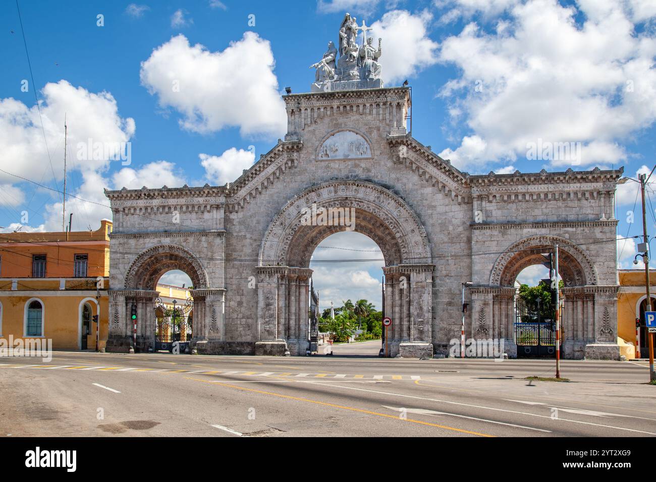 The ornate Cristobal Colon Cemetery portal in La Habana, Havana, Cuba ...