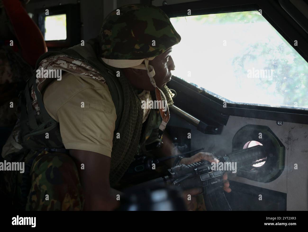 A Kenyan police officer, part of a U.N.-backed multinational force ...