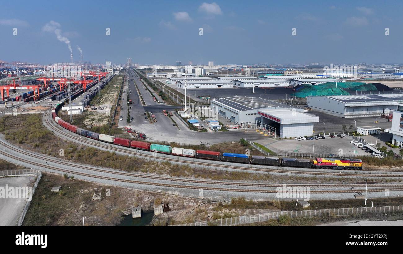 The X9578 Western Land-Sea New Channel rail and sea combined transport ...