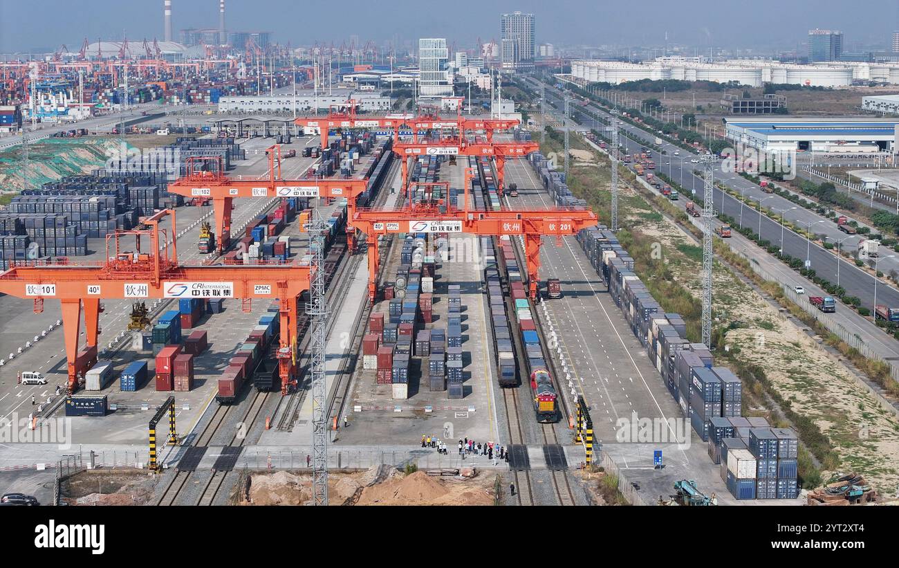 The X9578 Western Land-Sea New Channel rail and sea combined transport ...