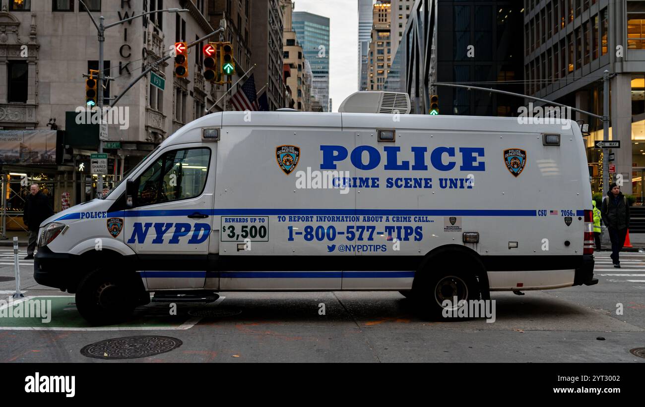 New York City, USA. 05th Dec, 2024. NYPD Crime Scene Unit van paked in ...