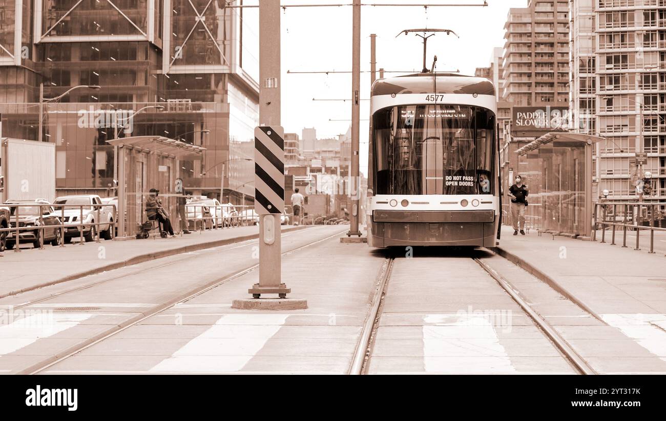 TORONTO, ON Canada - July 4, 2022: Street view of new TTC Bombardier ...