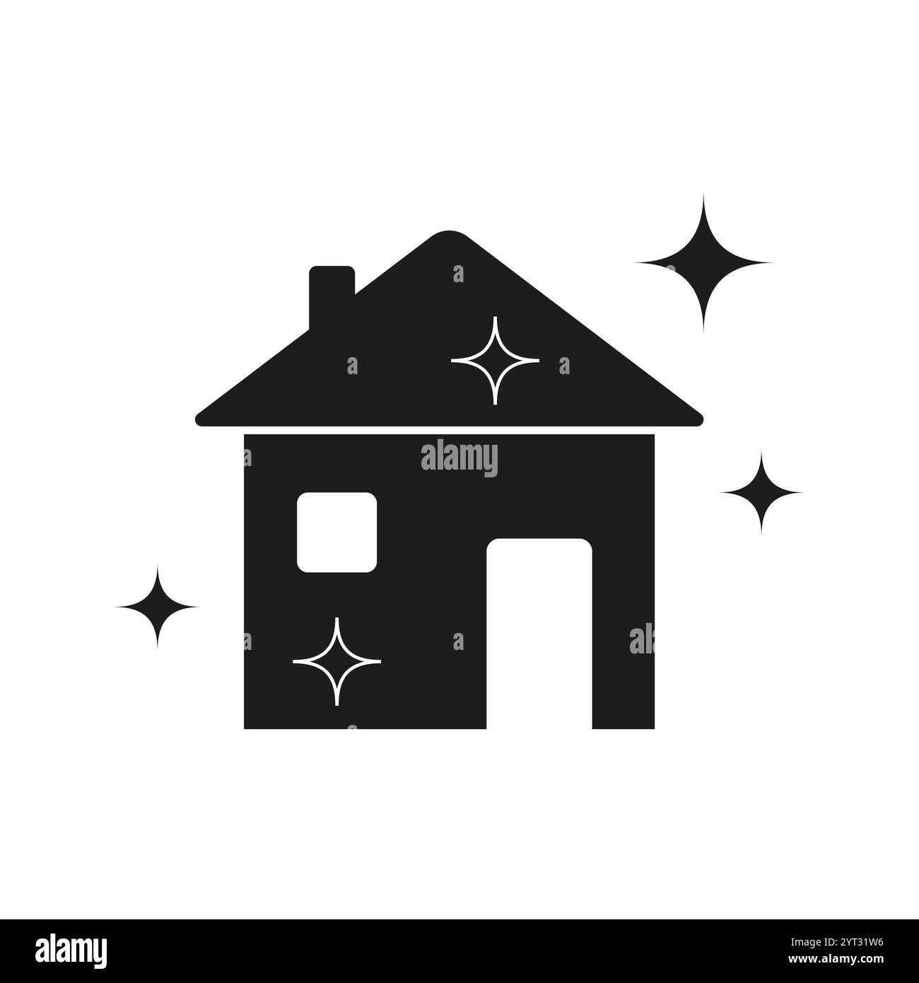 House icon. Sparkling clean symbol. Black home vector. Shining property ...