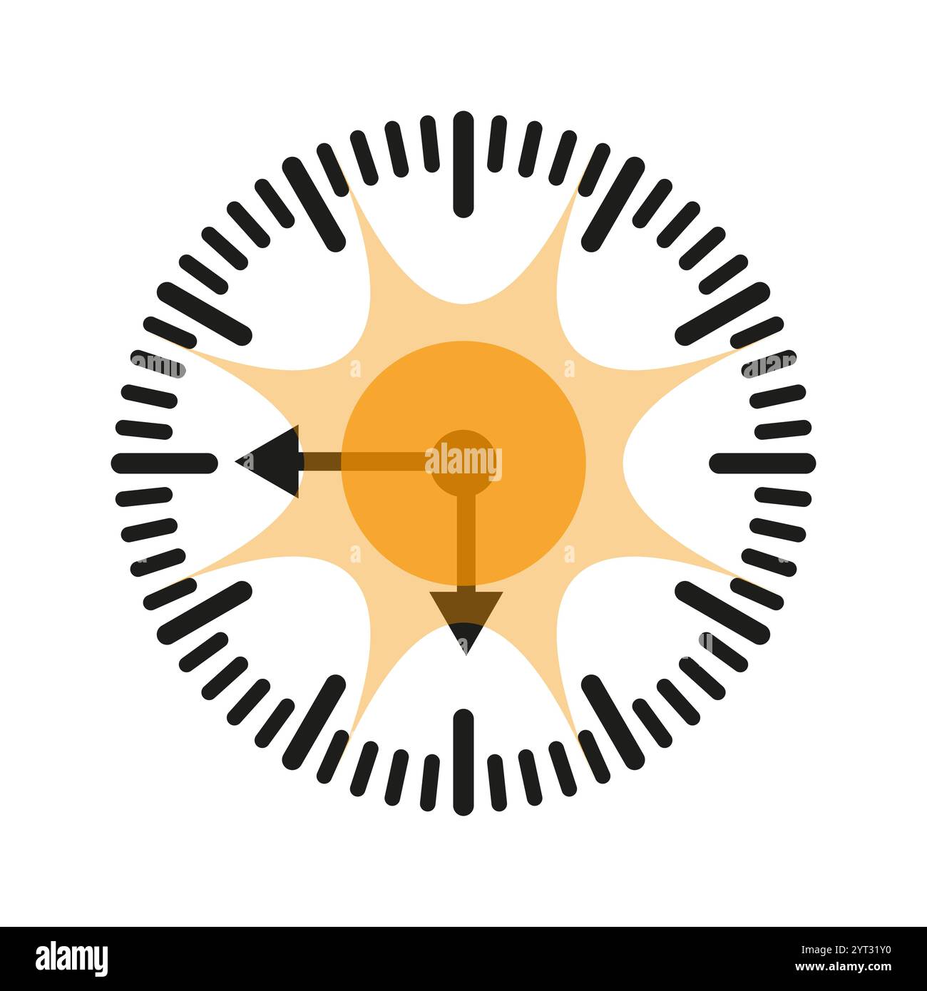 Clock icon. Sun and arrow symbol. Daytime hour symbol. Vector timepiece ...