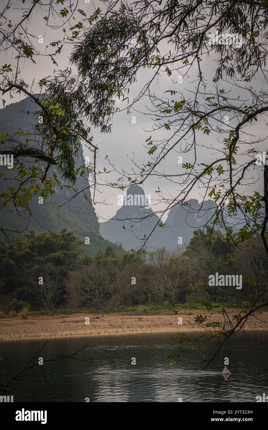 Unique and spectacular karst landforms in Yangzhou, Guilin, China. Copy ...